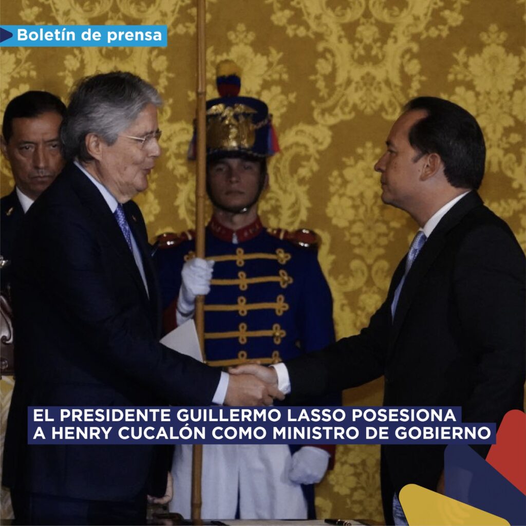 El Presidente Guillermo Lasso posesiona a Henry Cucalón como ministro ...